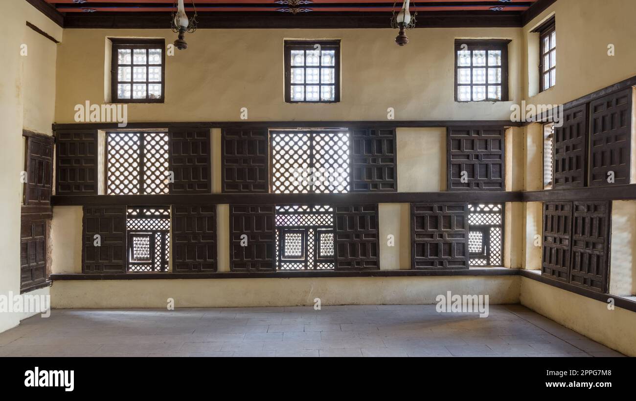 Lattice wooden windows, Mashrabiya, and sliding shutters at ottoman ...