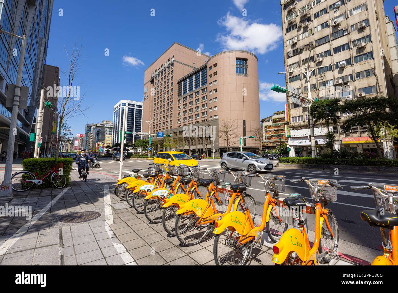 Taipei, Taiwan 24 March 2022: Songshan District city street in Taiwan ...