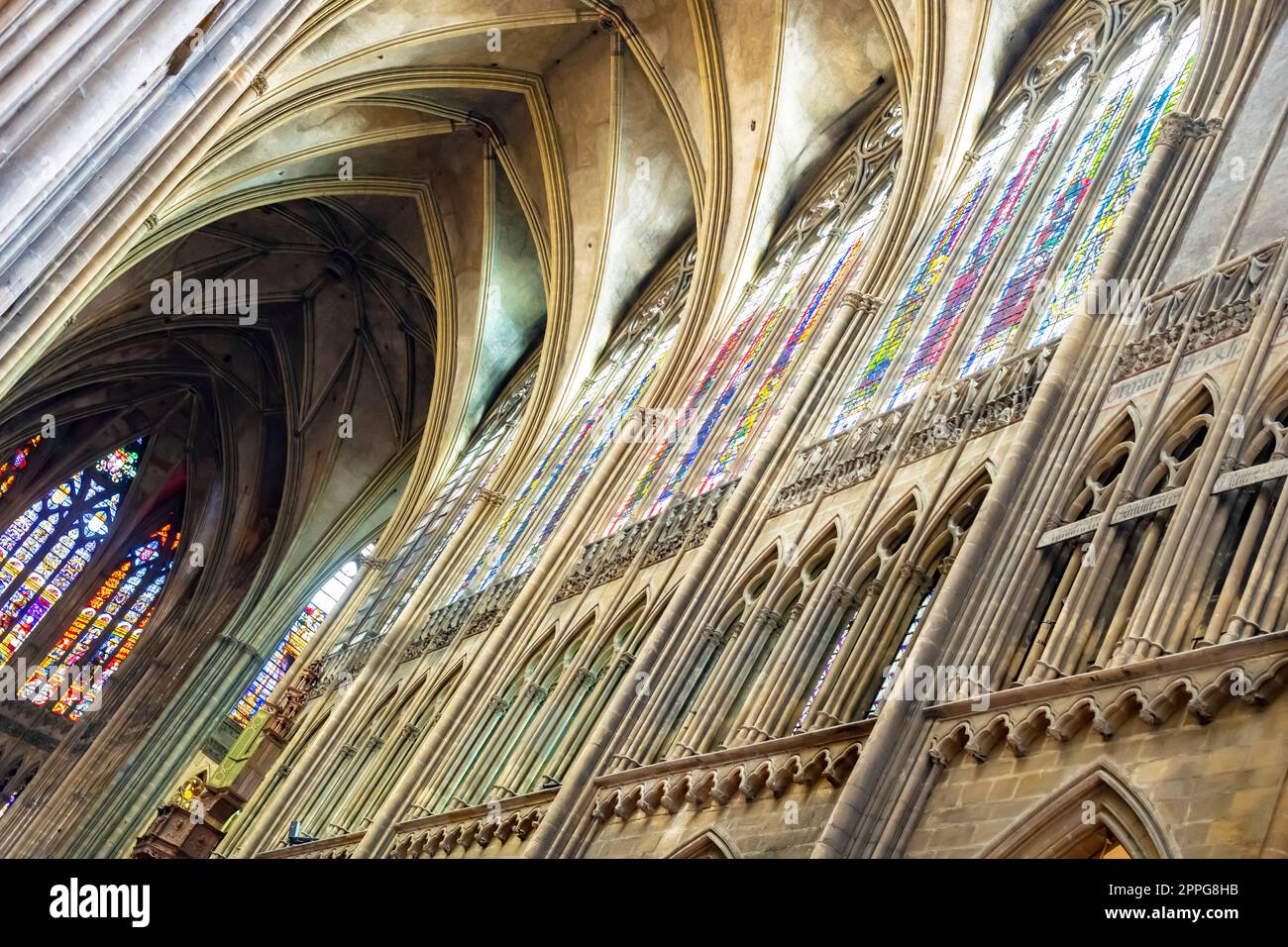 The interior of the Cathedral of Saint Stephen, Metz in France Stock ...