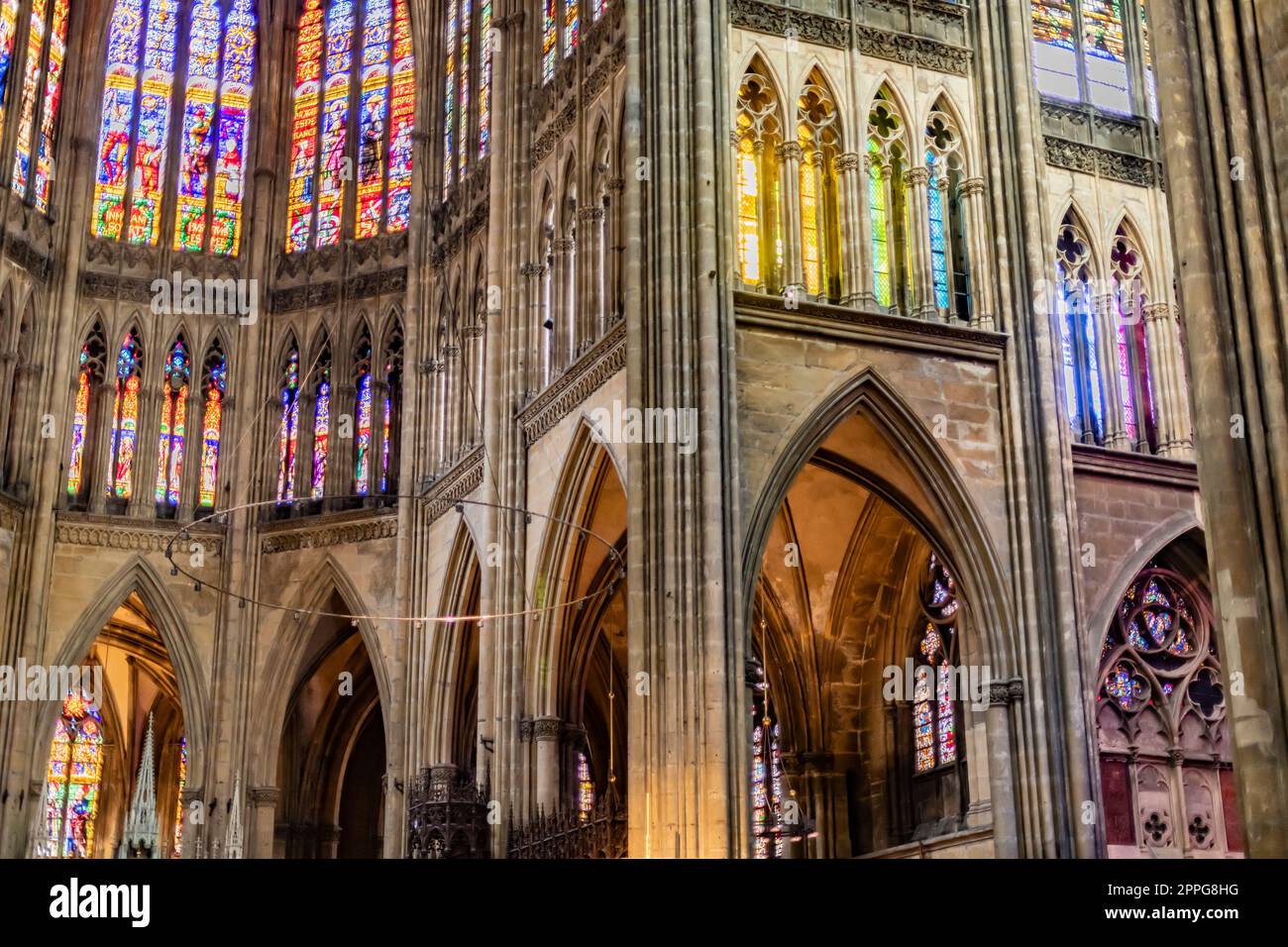 The interior of the Cathedral of Saint Stephen, Metz in France Stock ...