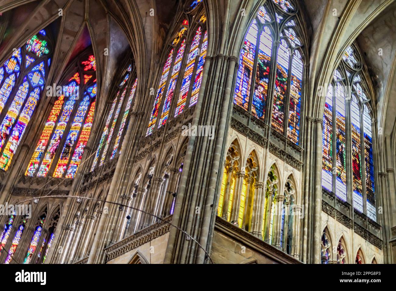 The interior of the Cathedral of Saint Stephen, Metz in France Stock ...