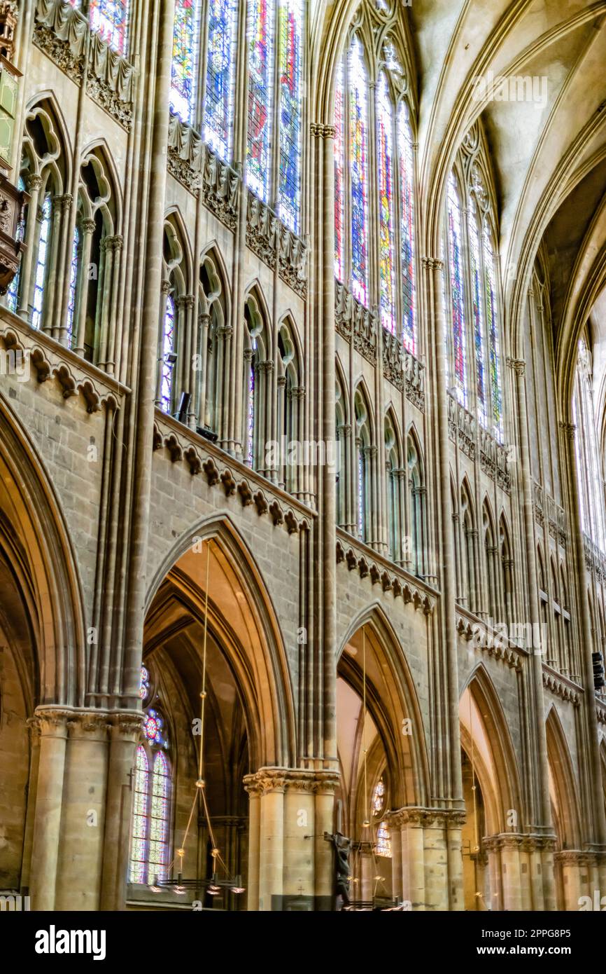 The interior of the Cathedral of Saint Stephen, Metz in France Stock ...