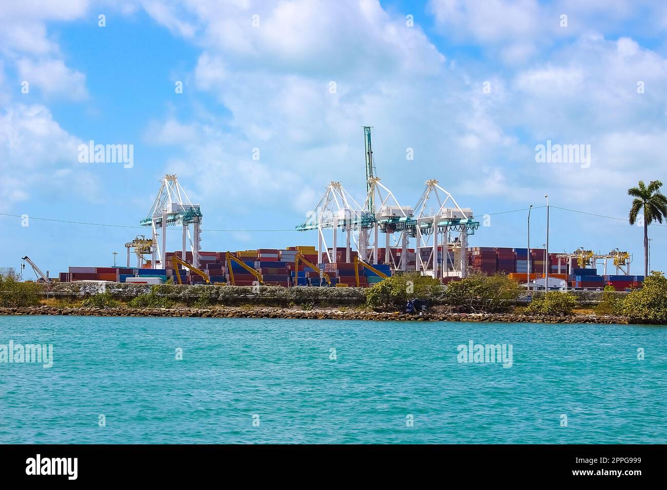 Many containers at Port Miami, one of the largest cargo port Stock ...