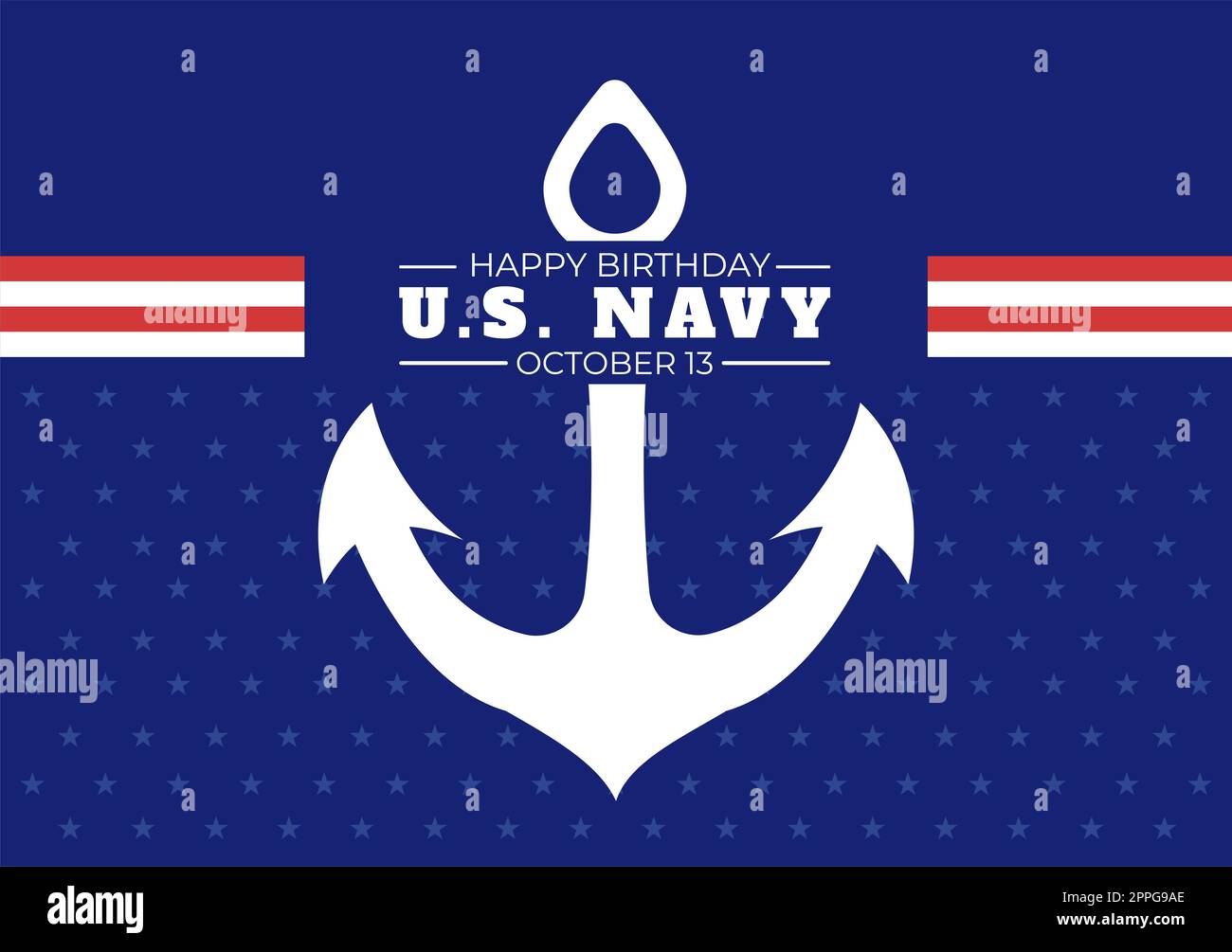 U.S. Navy Birthday on October 13th Hand Drawn Cartoon Flat Illustration ...