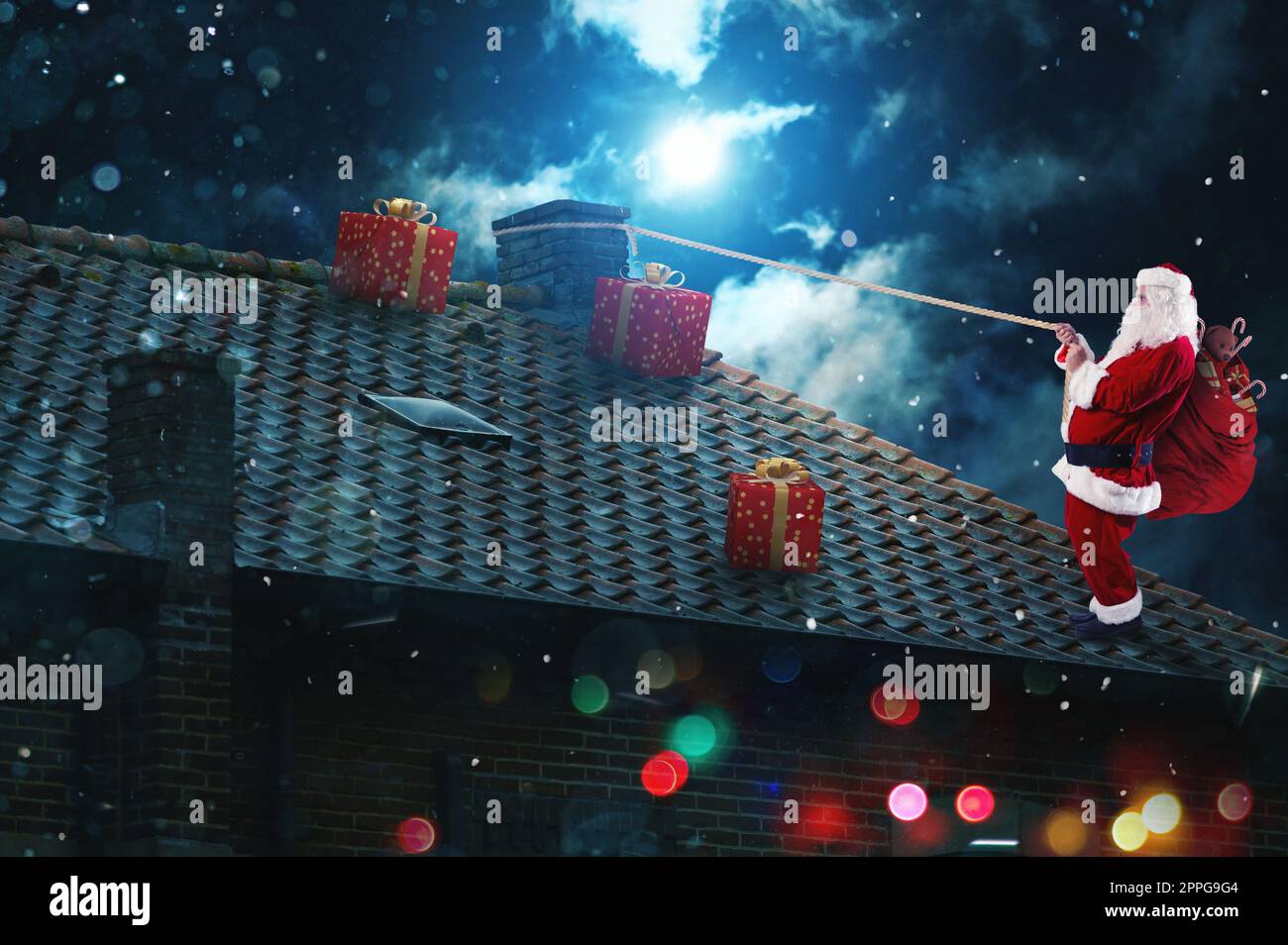 Santa claus ready to deliver presents for christmas Stock Photo - Alamy