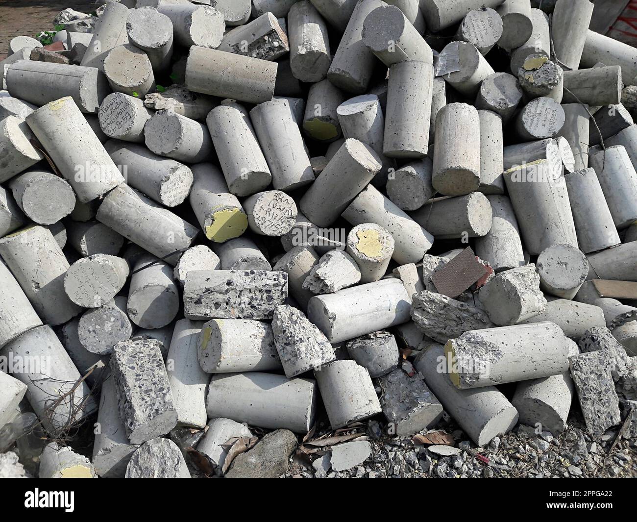 cylinder concretes were left together Stock Photo - Alamy