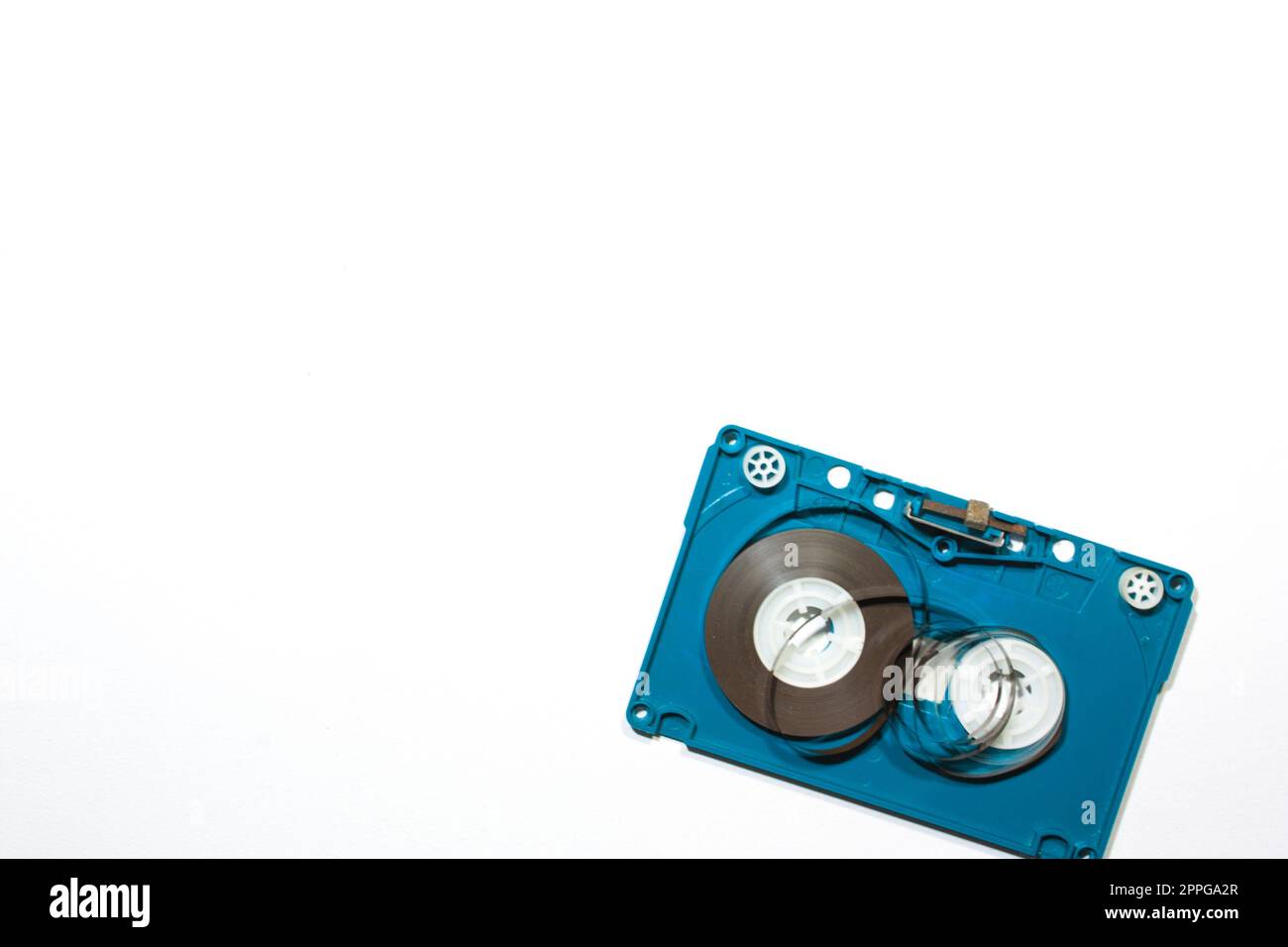 blue cassette tape on white background Stock Photo - Alamy