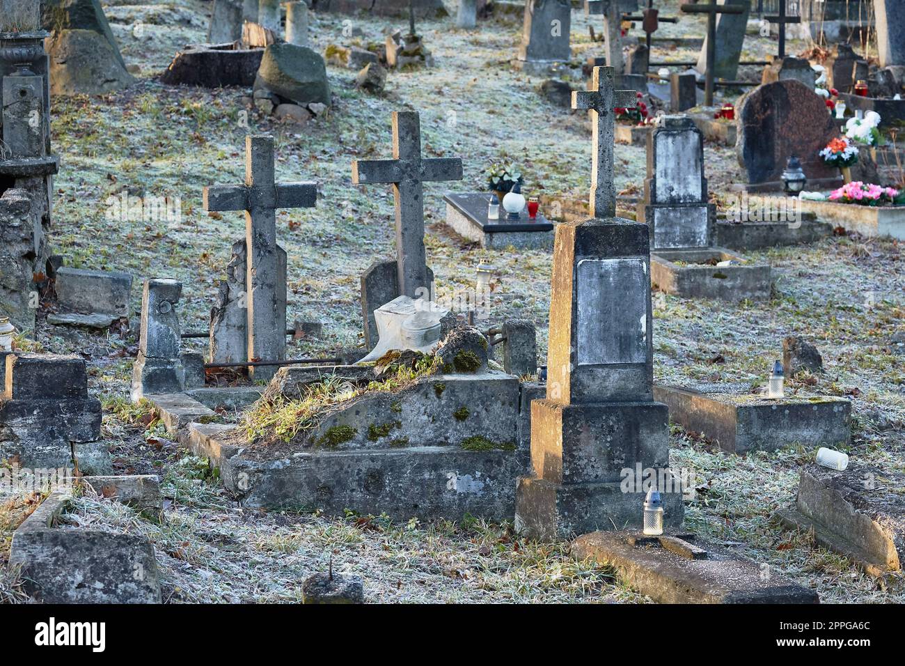 Graveyard with tombstones Stock Photo - Alamy