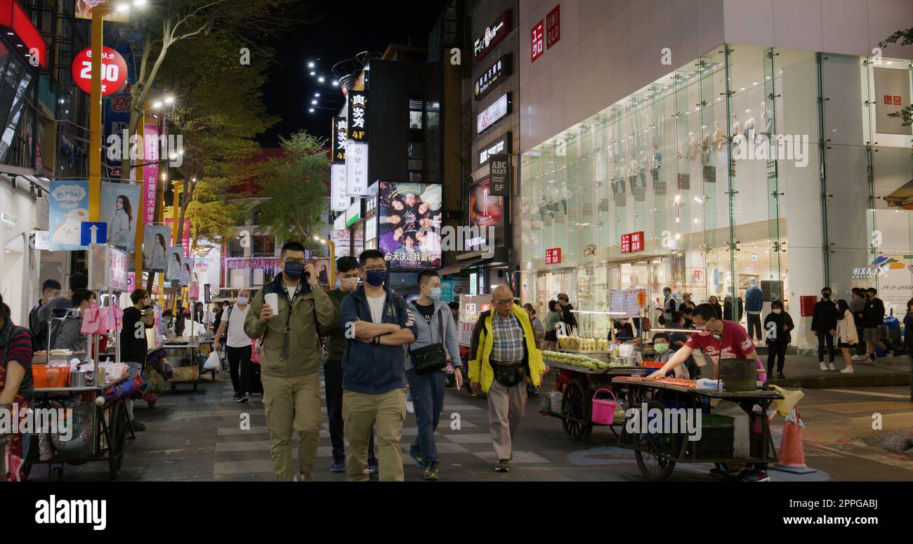 Taipei, Taiwan 02 March 2022: Ximending at night in Taipei city Stock ...