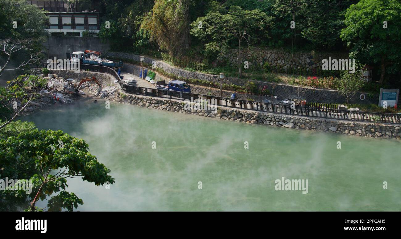 Hot spring pond at Xinbeitou thermal valley in Taiwan Stock Photo - Alamy