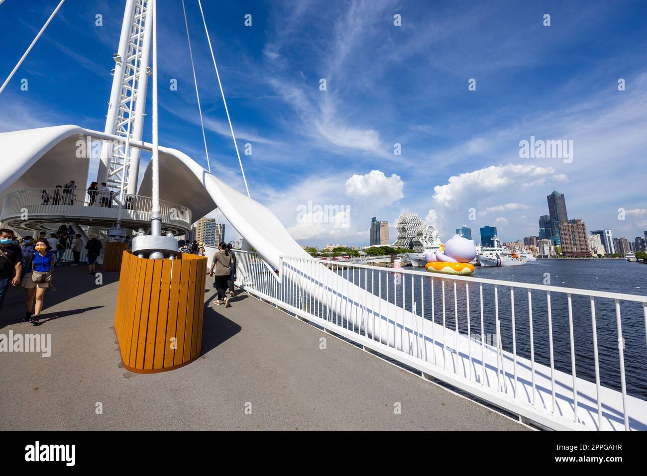 Kaohsiung, Taiwan, 27 August 2022: Kaohsiung harbor and dagang bridge ...
