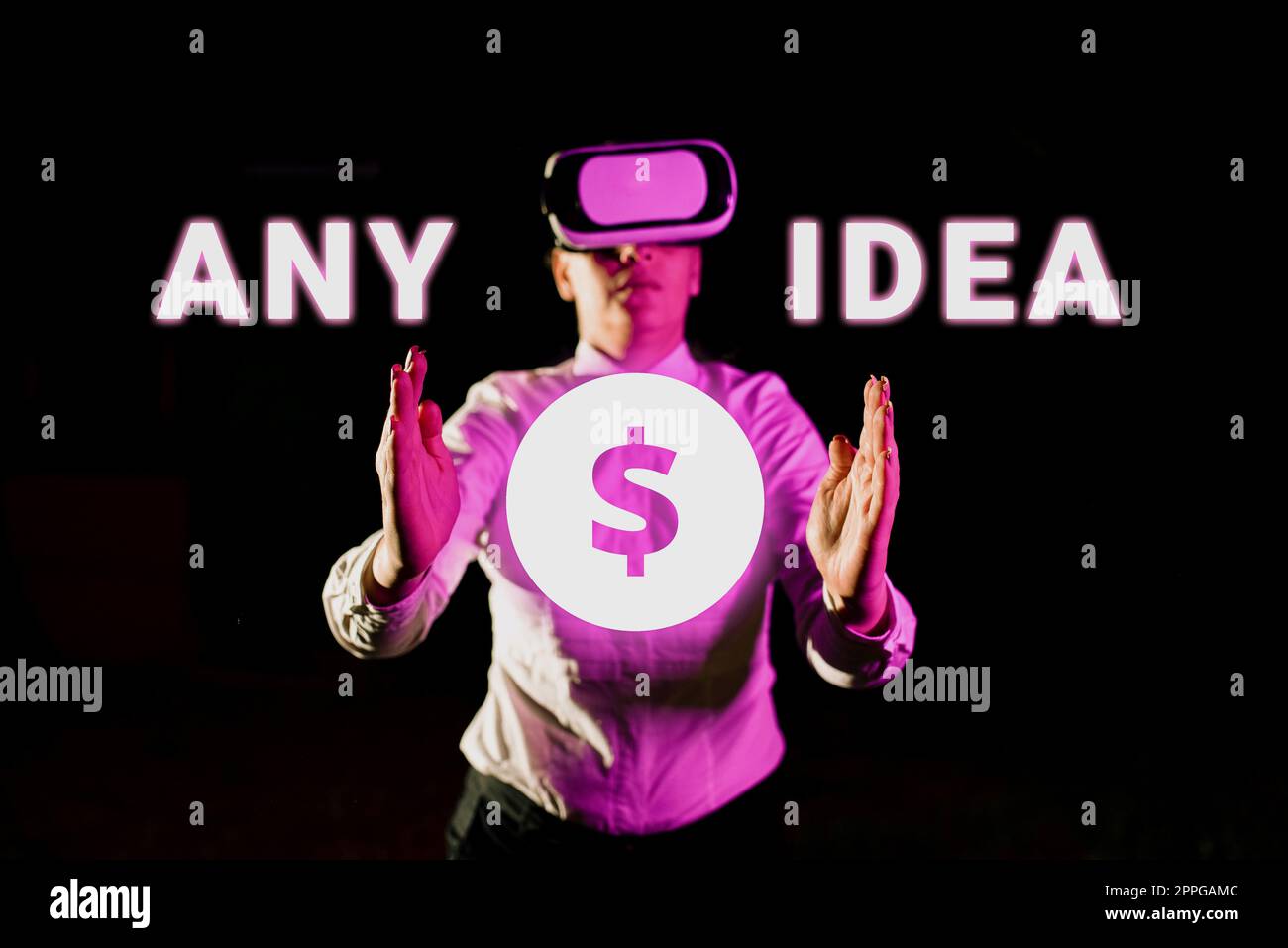 Hand writing sign Any Idea. Business idea Asking showing if they have ...