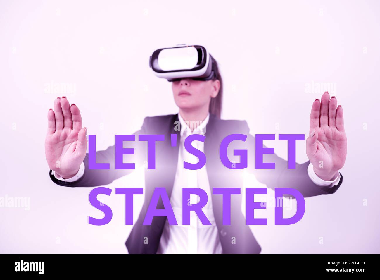 Hand writing sign Let's Get Started. Conceptual photo To begin doing or ...