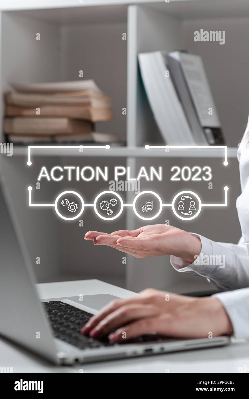 Handwriting text Action Plan 2023. Word Written on to do list contain ...