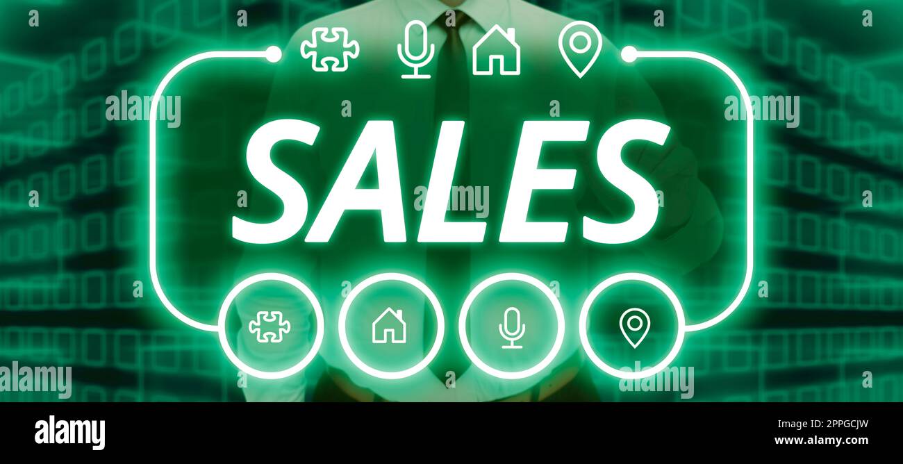 Handwriting text Sales. Business showcase exchange of commodity for ...