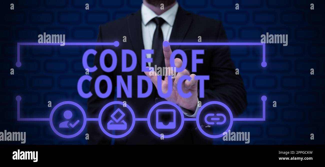 Text showing inspiration Code Of Conduct. Business concept Ethics rules ...