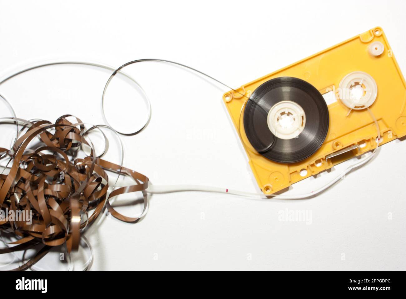 parts of cassette tape on white background Stock Photo - Alamy