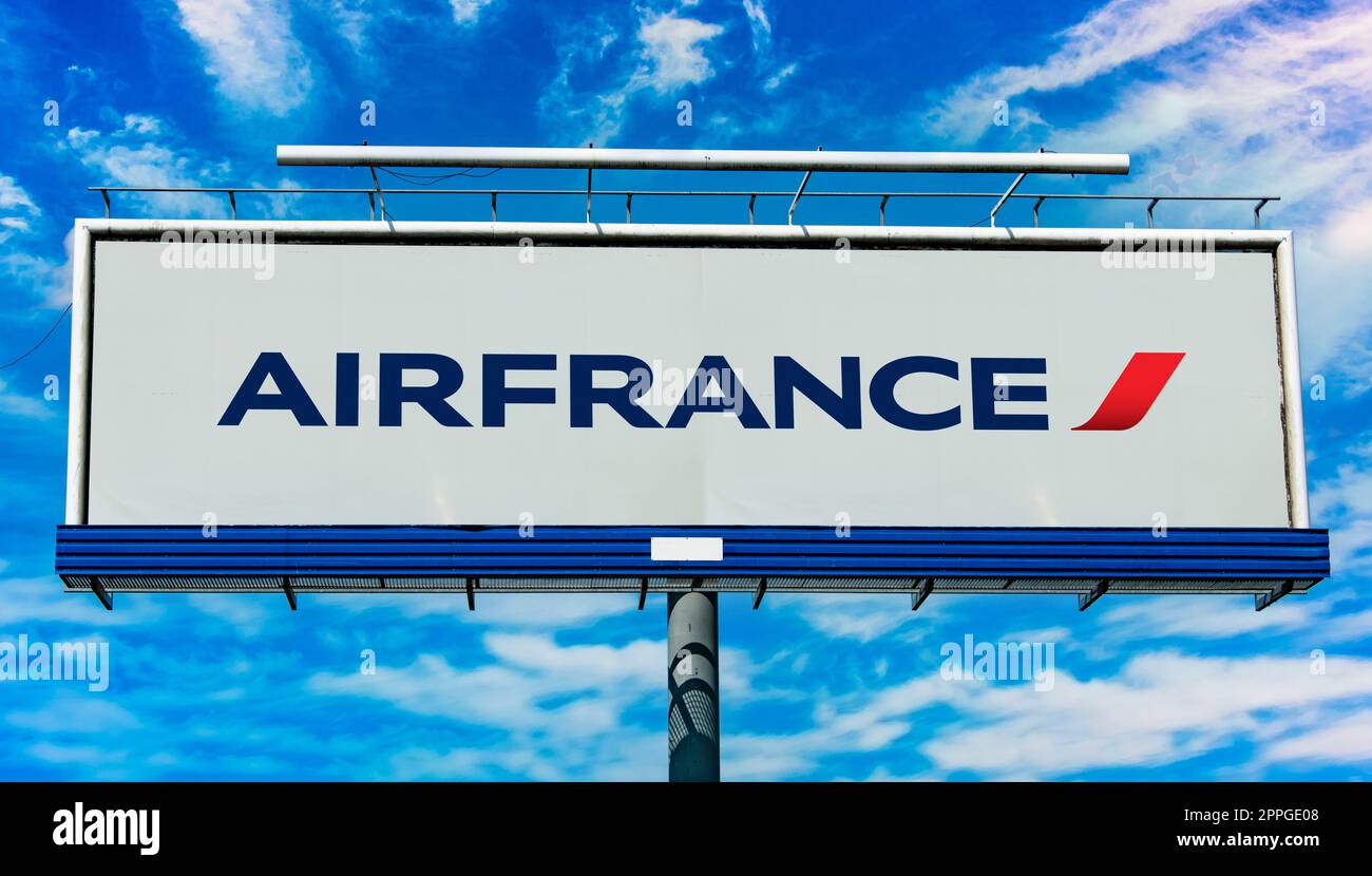 Advertisement billboard displaying logo of Air France Stock Photo - Alamy
