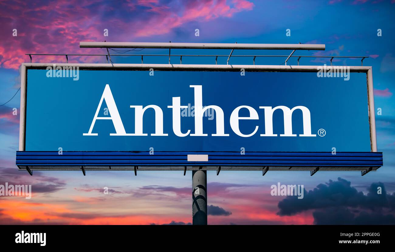 Advertisement billboard displaying logo of Anthem Stock Photo - Alamy Advertisement billboard displaying logo of Anthem Stock Photo - Alamy
