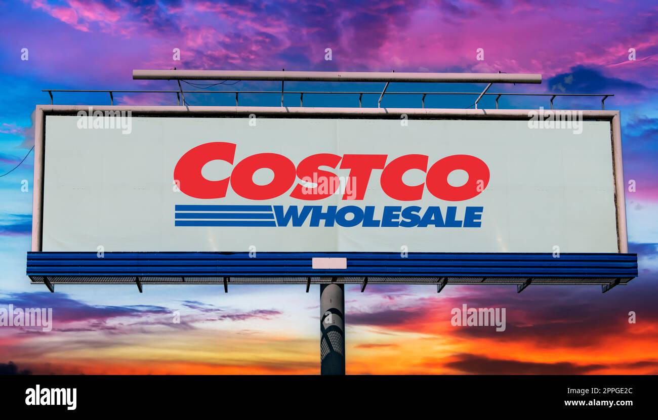 Advertisement billboard displaying logo of Costco Stock Photo - Alamy