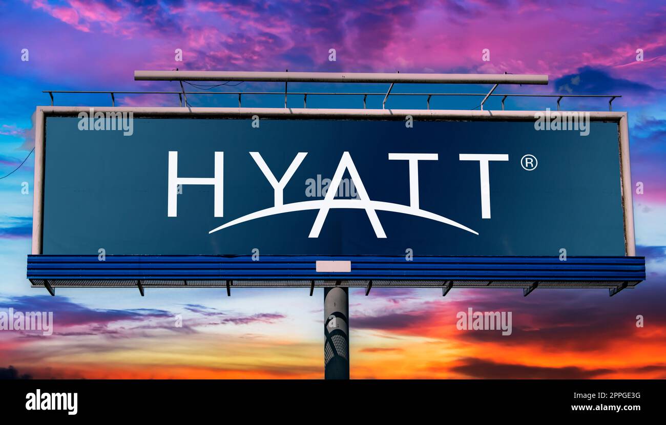 Billboard displaying logo of Hyatt Hotels Stock Photo - Alamy