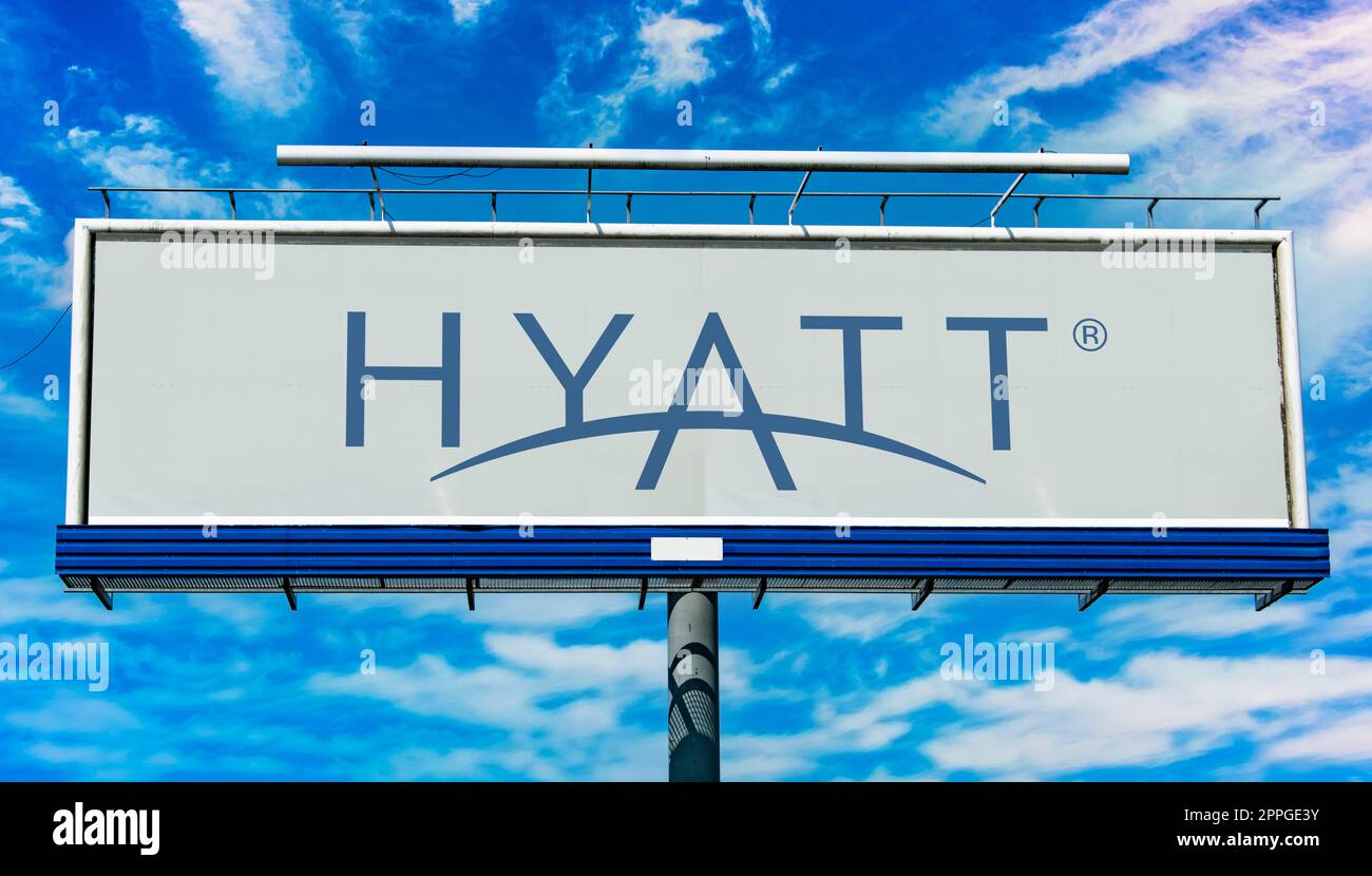 Billboard displaying logo of Hyatt Hotels Stock Photo - Alamy