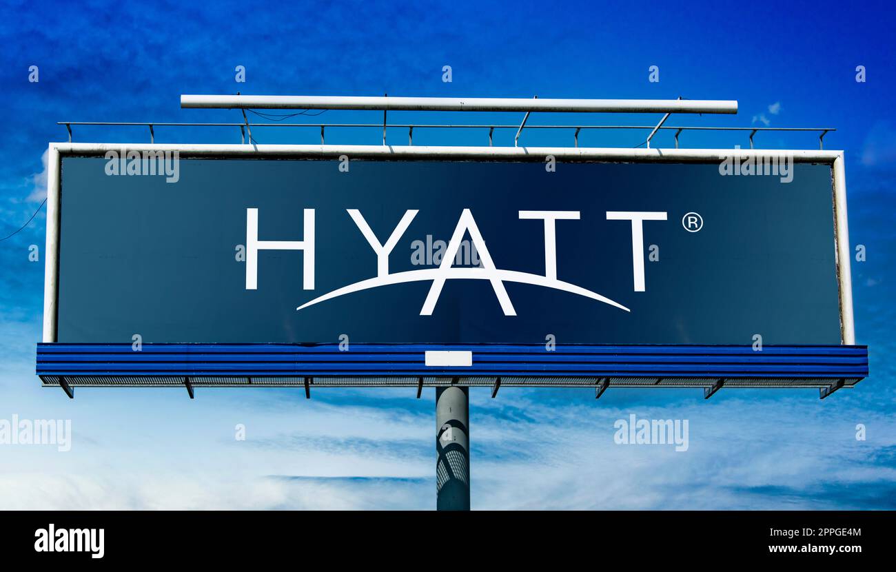 Billboard displaying logo of Hyatt Hotels Stock Photo - Alamy