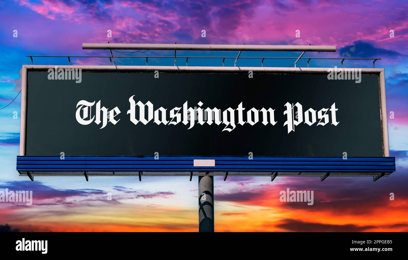 Advertisement billboard displaying logo of The Washington Post Stock ...