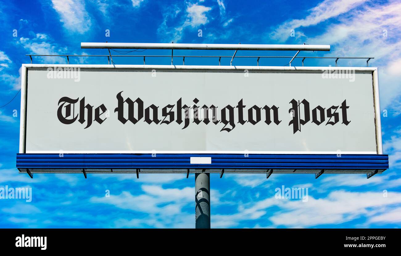 Advertisement billboard displaying logo of The Washington Post Stock ...