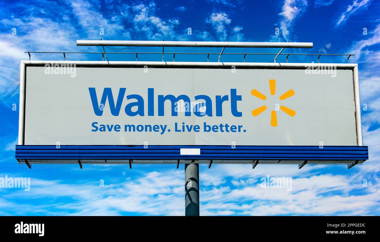 Advertisement billboard displaying logo of Walmart Stock Photo - Alamy