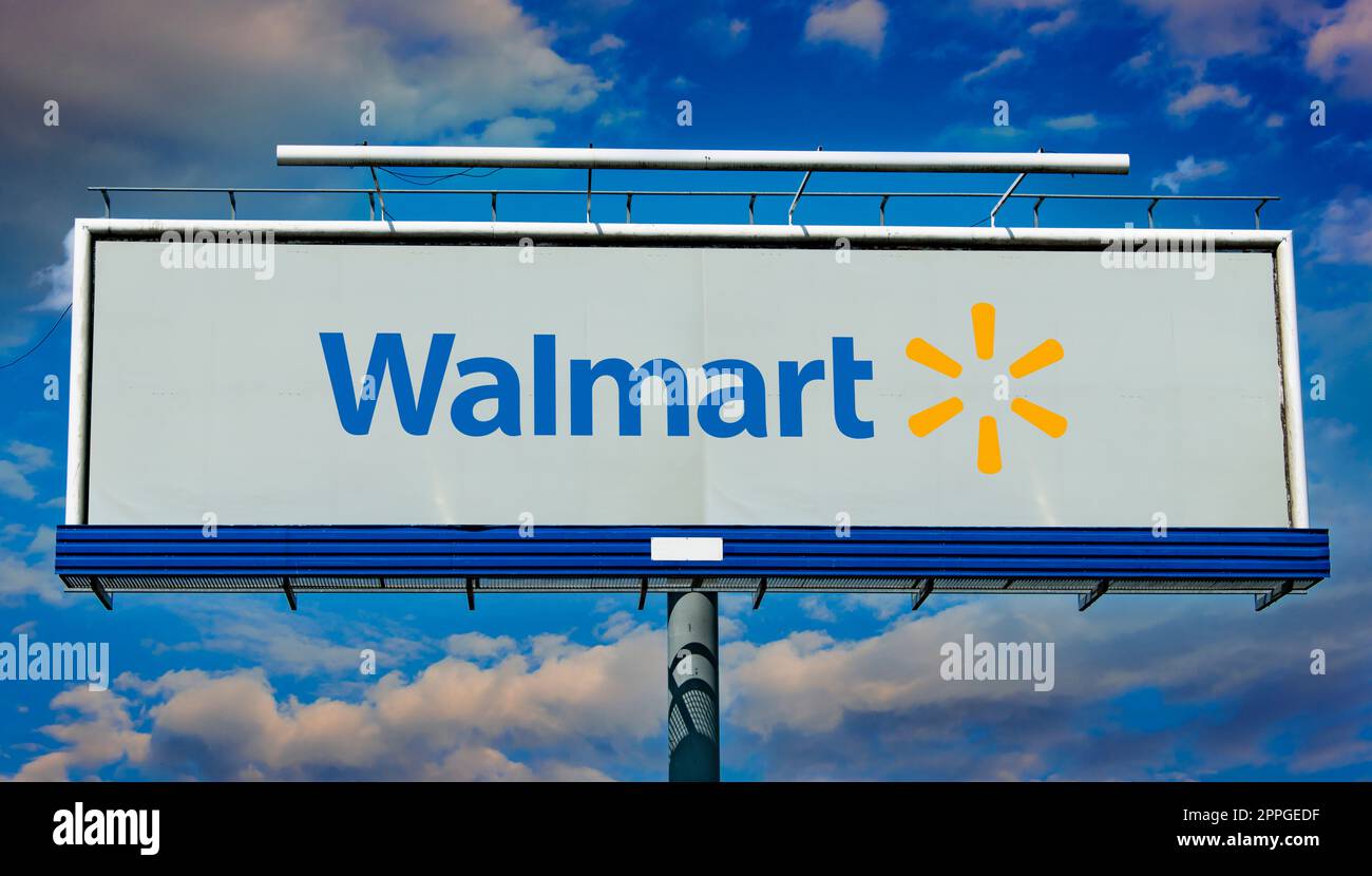 Advertisement billboard displaying logo of Walmart Stock Photo - Alamy