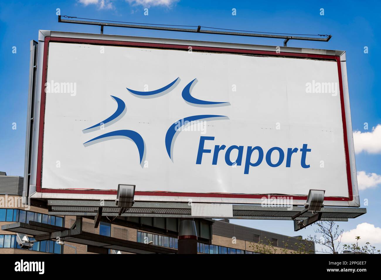 Advertisement billboard displaying logo of Fraport AG Stock Photo - Alamy