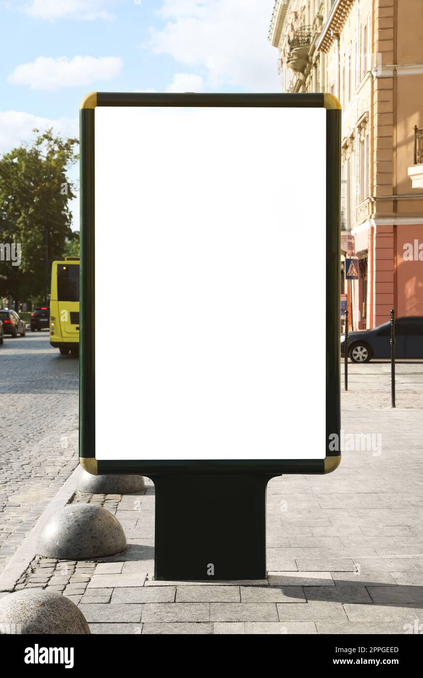 Blank citylight poster on street in city. Space for design Stock Photo ...