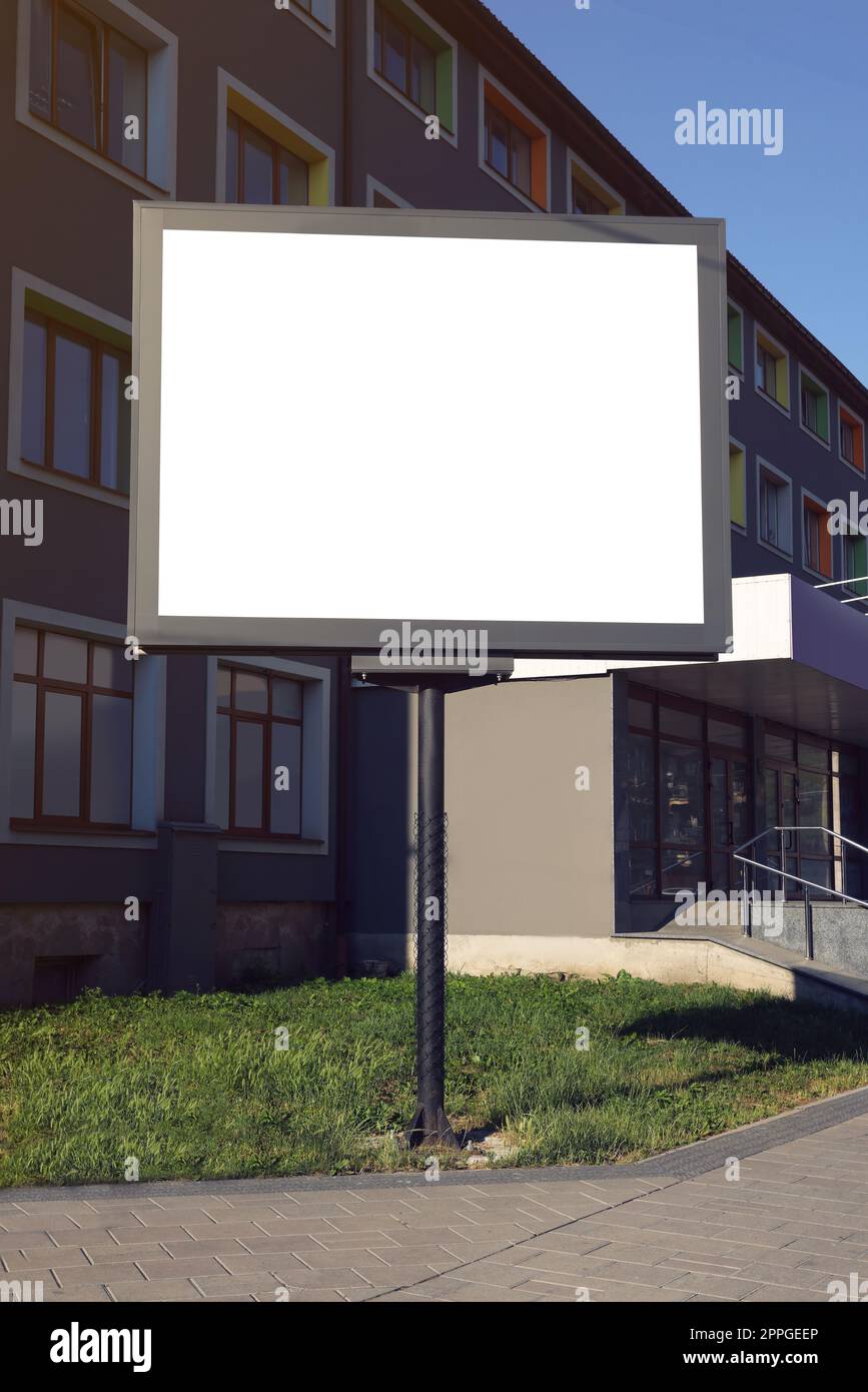 Blank advertising board on city street. Mockup for design Stock Photo ...
