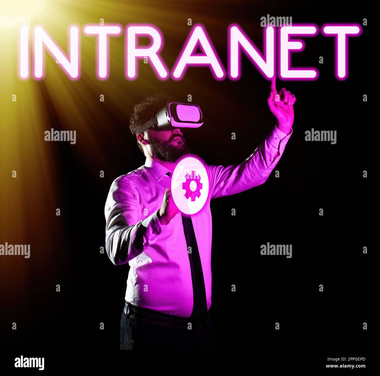 Hand writing sign Intranet. Concept meaning local or restricted ...