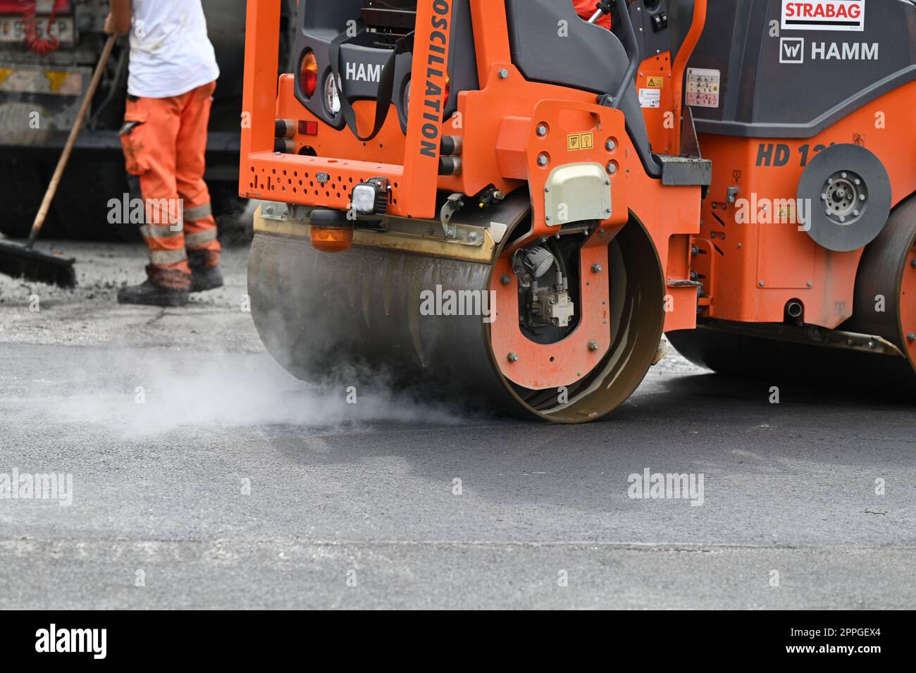 Road construction site, civil engineering, asphalting Stock Photo - Alamy
