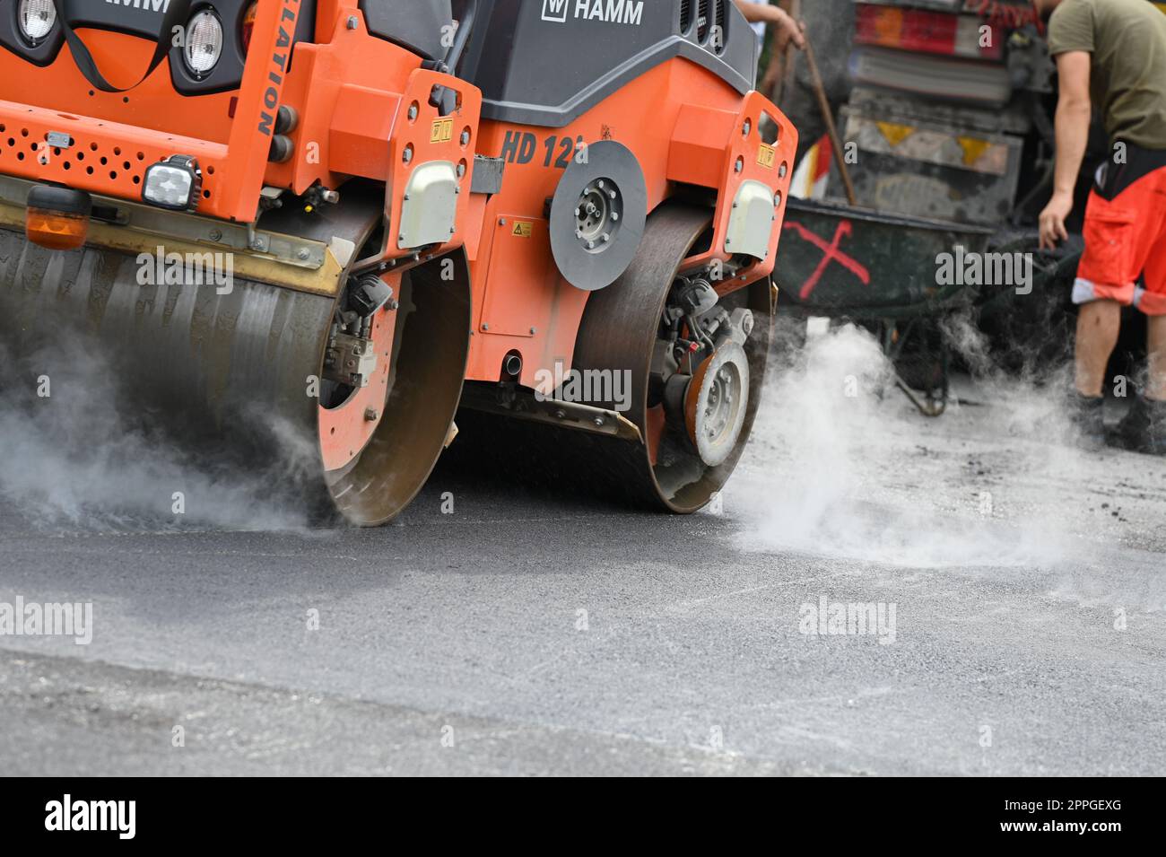 Road construction site, civil engineering, asphalting Stock Photo - Alamy
