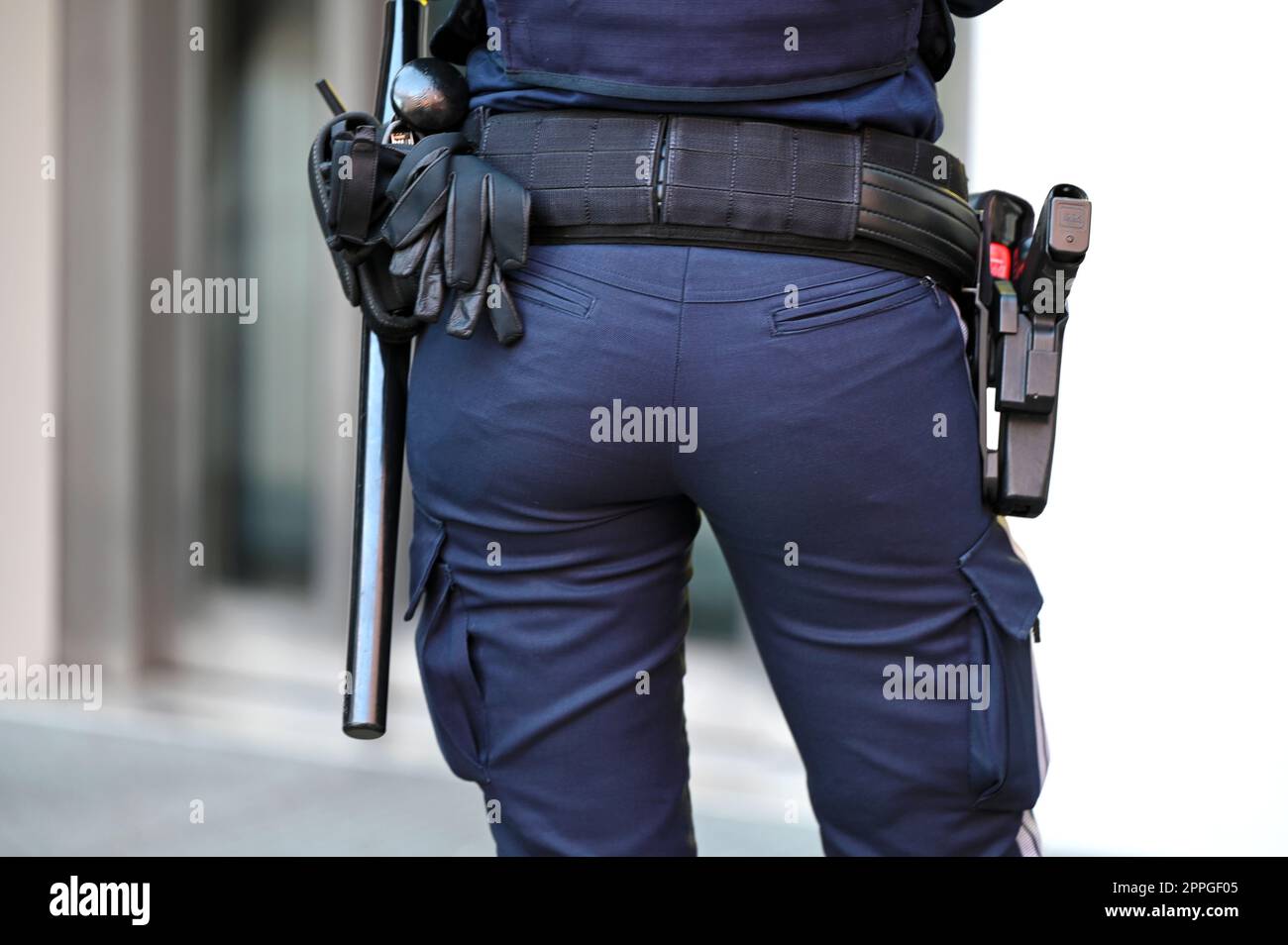 Illustrative image of a police pistol from behind Stock Photo - Alamy