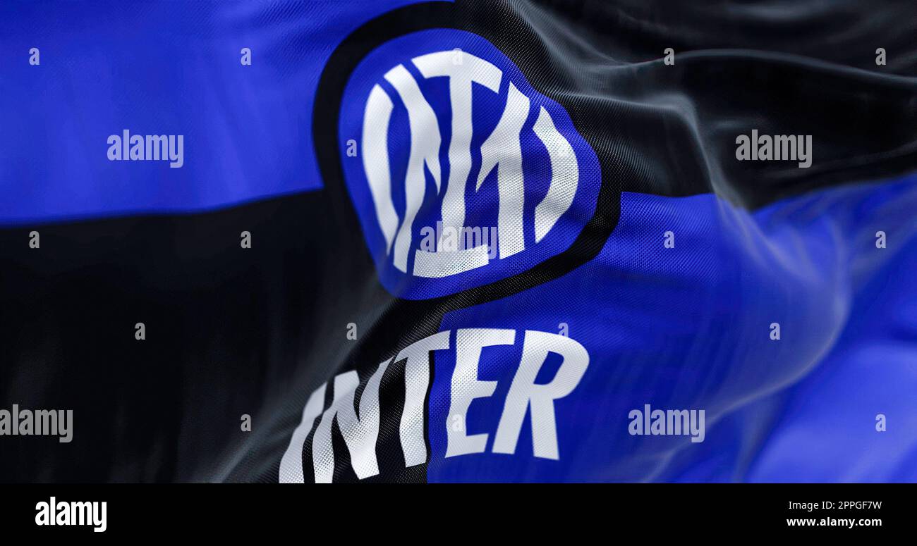 The flag of Inter Football Club waving in the wind Stock Photo - Alamy