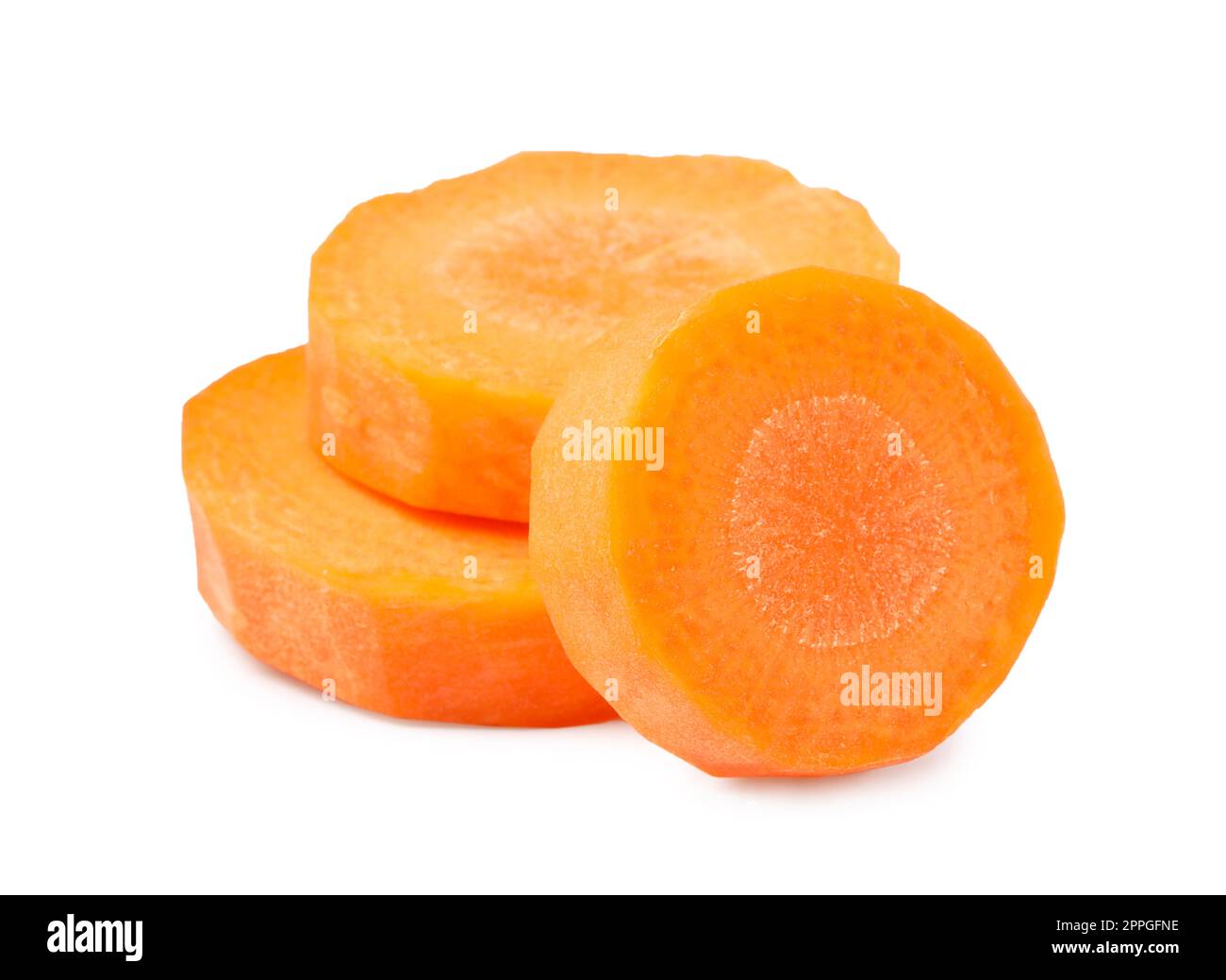 Slices of fresh ripe carrot isolated on white Stock Photo - Alamy