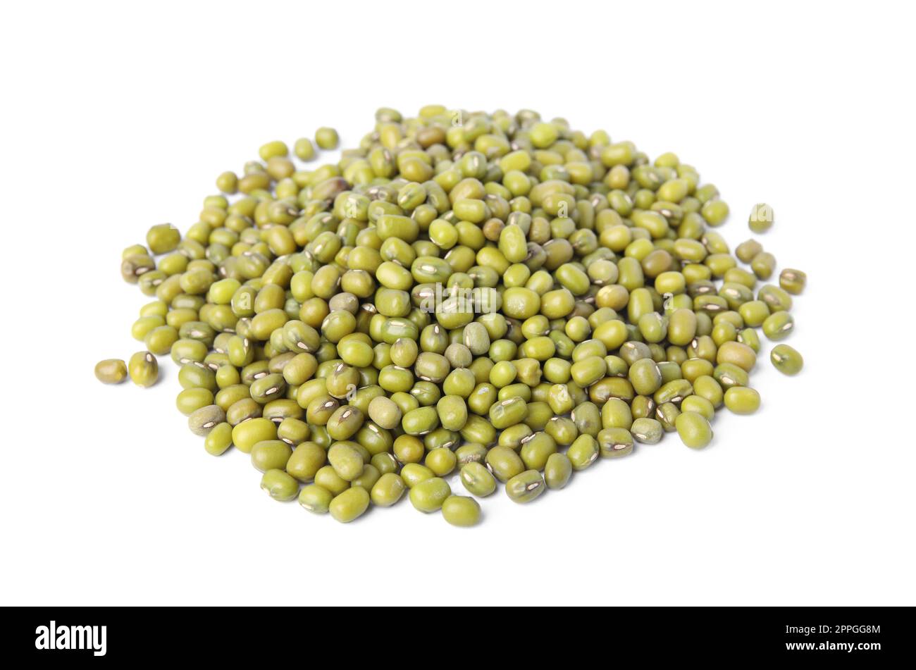 Pile of green mung beans isolated on white. Organic grains Stock Photo ...