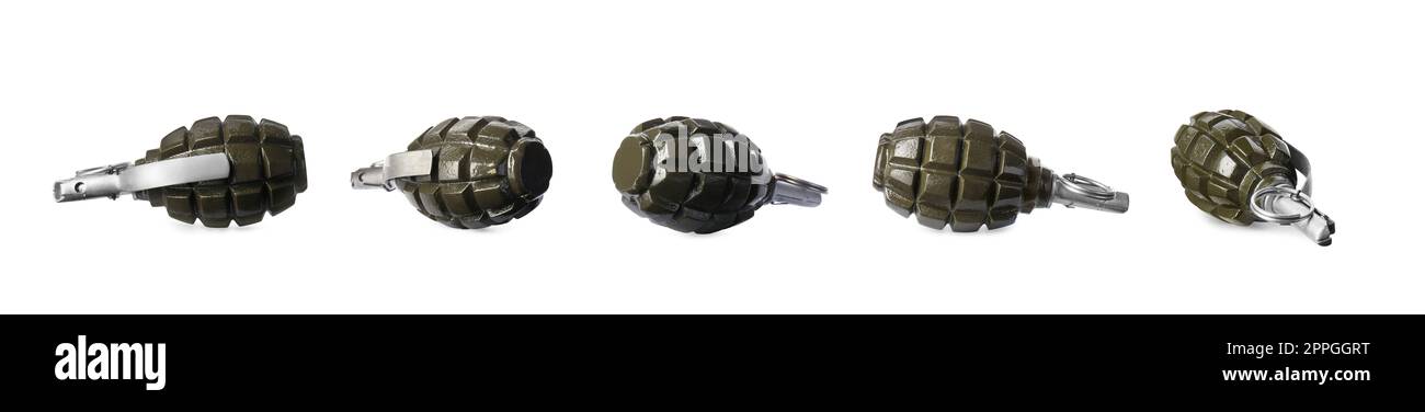 Set with hand grenades on white background. Banner design Stock Photo ...