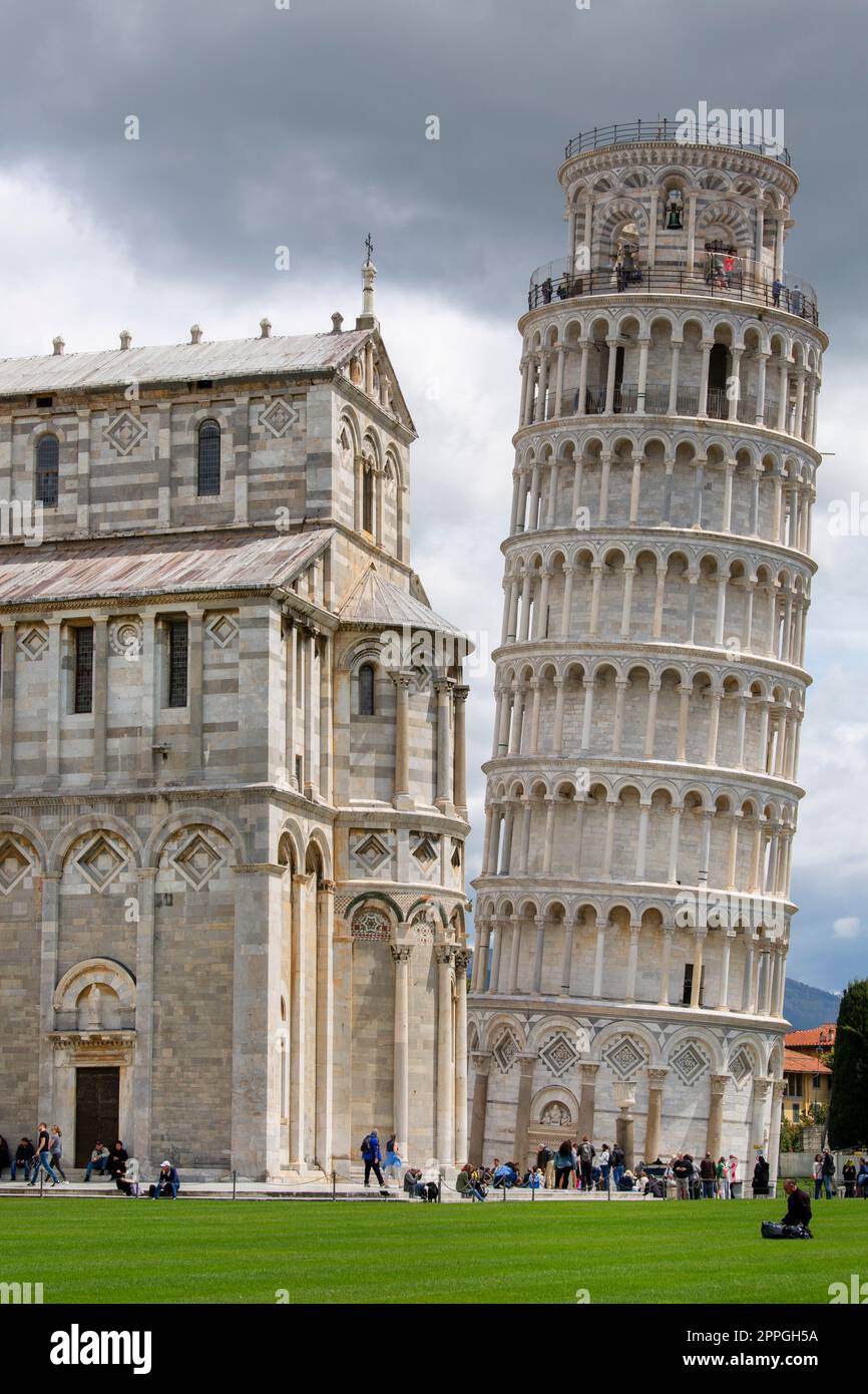 View on Leaning Tower of Pisa and Pisa Cathedral, Piazza del Duomo ...