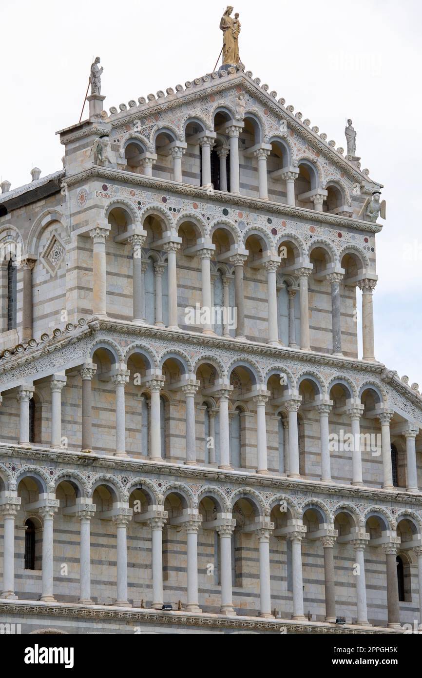 Facade of medieval Pisa Cathedral in the Piazza del Duomo, next to ...