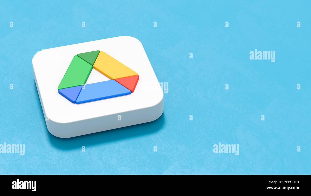 Google Drive App Logo on Blue Background Stock Photo - Alamy