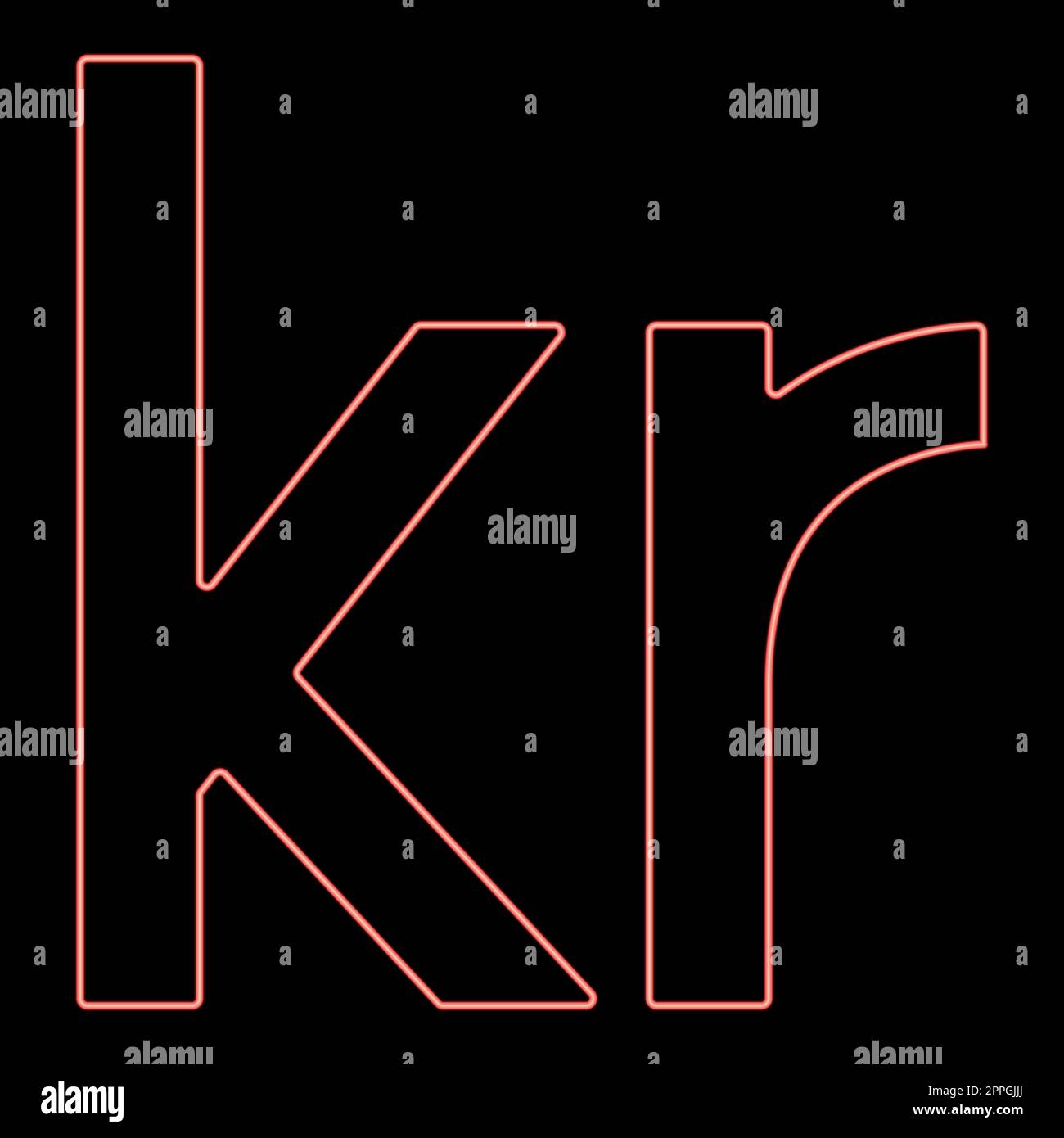 Neon krone of Denmark Danish krone red color vector illustration image ...