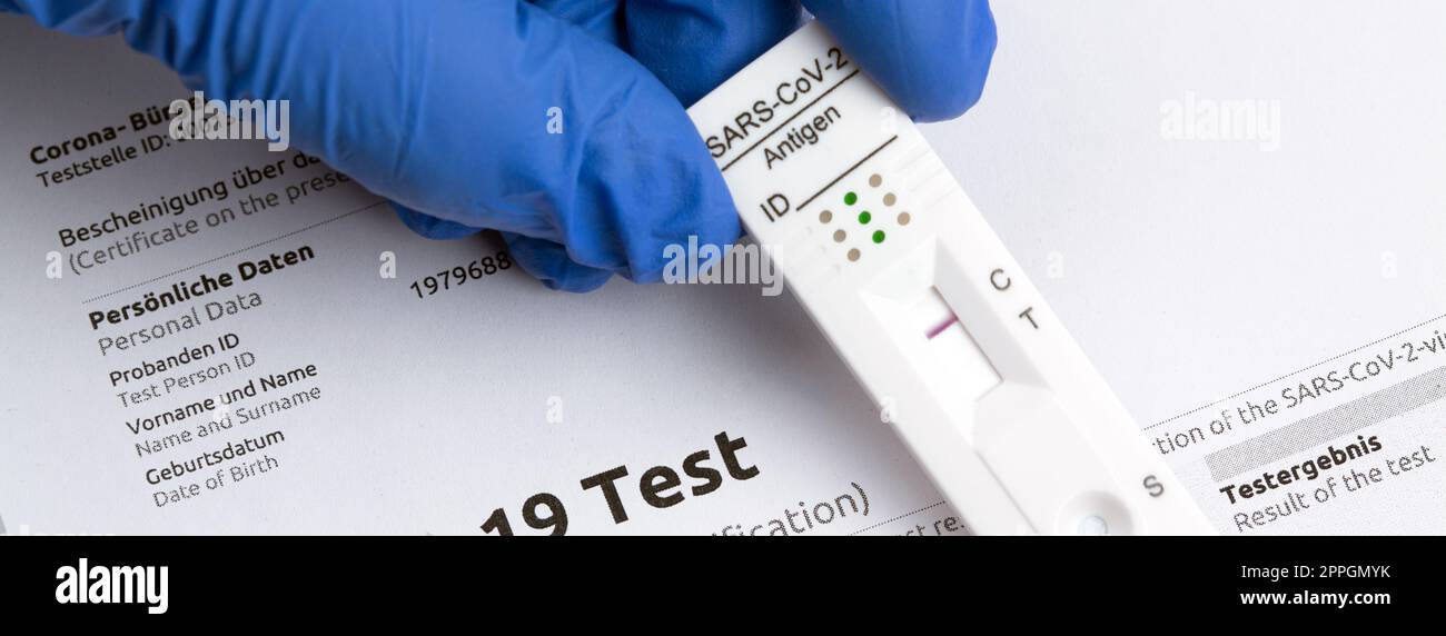 Express corona test. Negative covid antigen test Stock Photo - Alamy