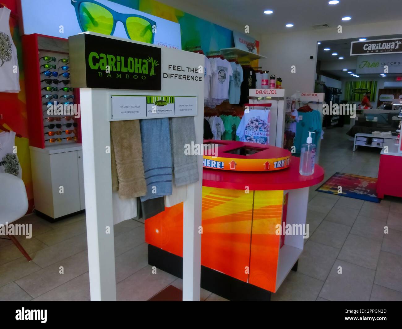 St. Thomas, USVI - May 4, 2022: Colorful goods at a street store on St ...