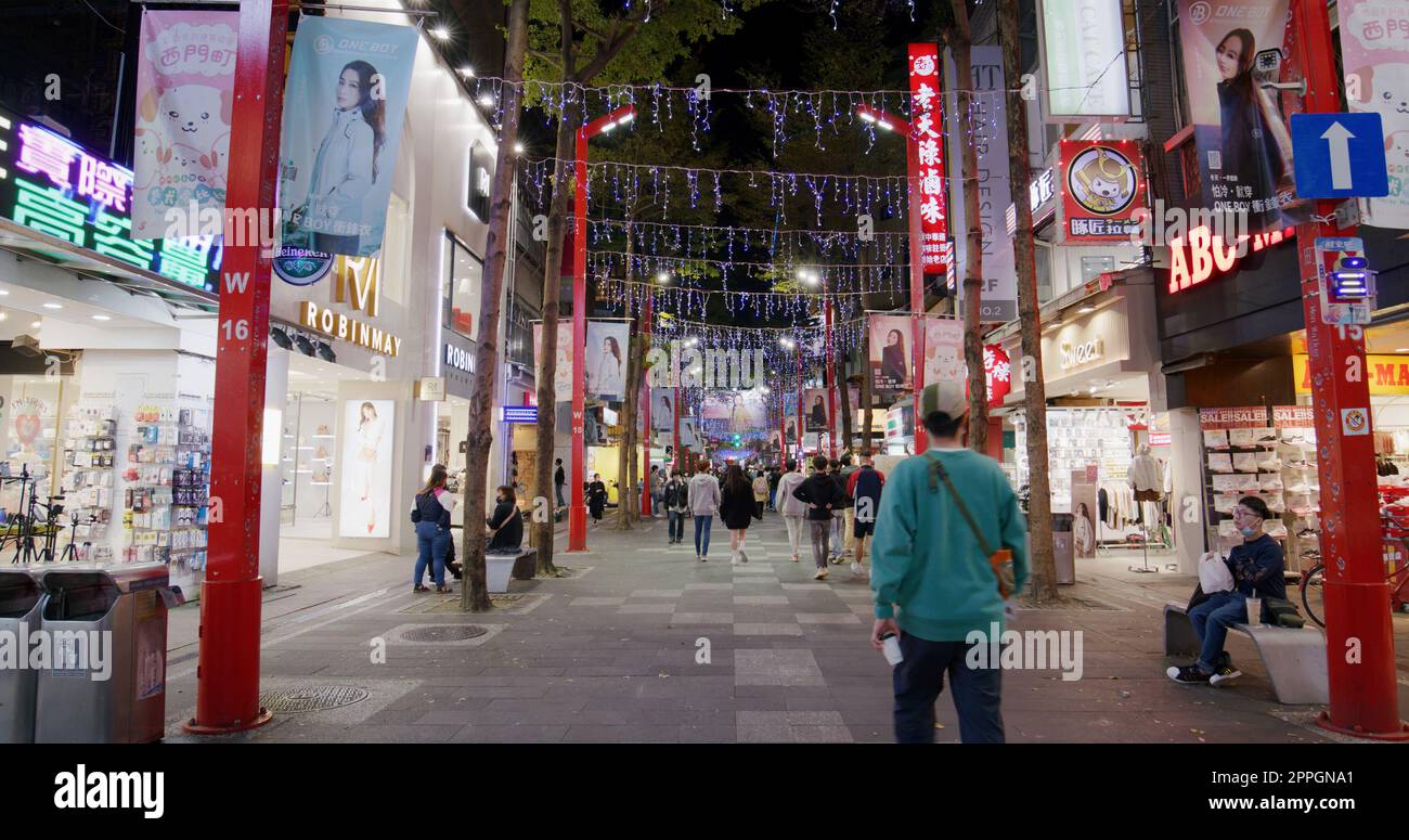 Taipei, Taiwan 02 March 2022: Ximending at night in Taipei city Stock ...