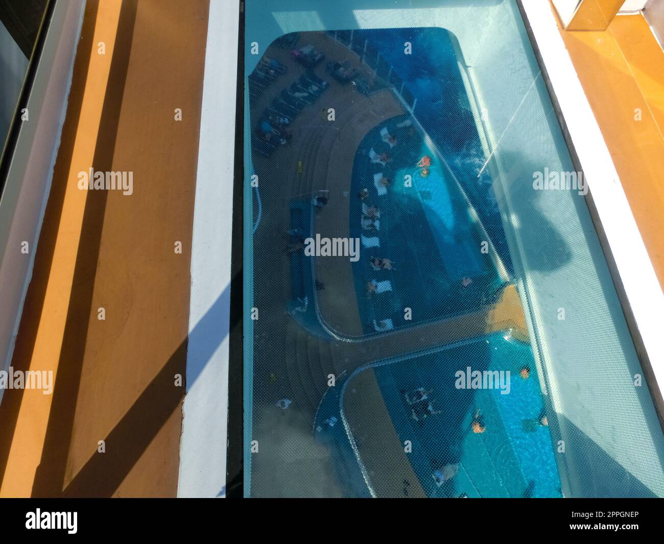 Glass floor bridge on the cruise ship Stock Photo - Alamy